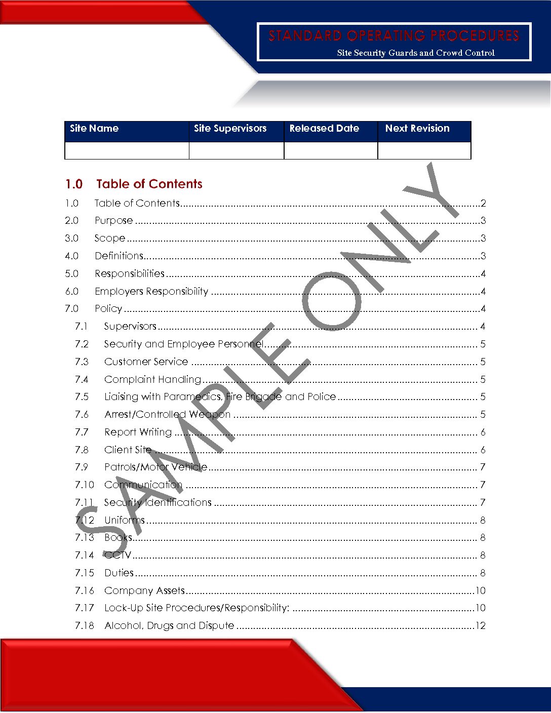 0114 Site Security Officer and Crowd Control Standard Operating ...